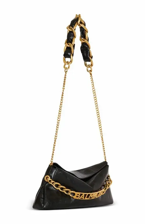 Balmain 1945 Soft Clutch In Crinkled Calfskin Leather