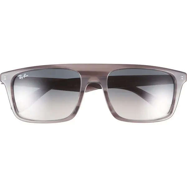 Ray-ban 57mm Gradient Square Sunglasses - Striped Grey/gradient Grey