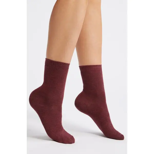 Nordstrom Crew Socks - Burgundy Heather