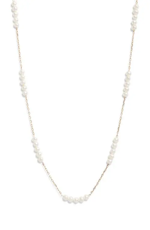 Nordstrom Freshwater Pearl Station Necklace - White- 14k Yellow Gold