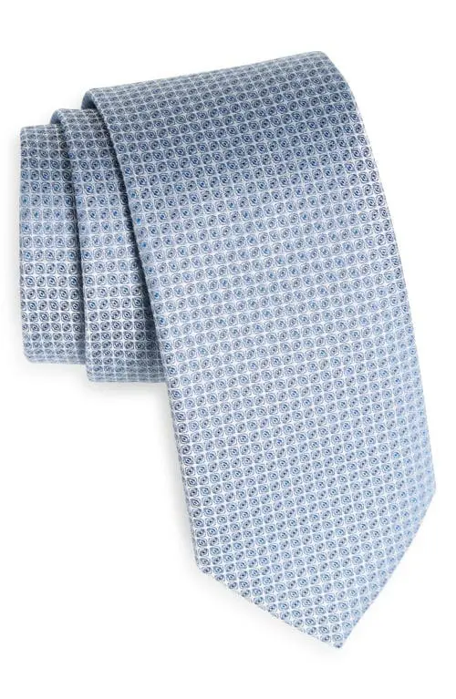 BOSS Micropattern Silk-blend Tie - Light/pastel Blue