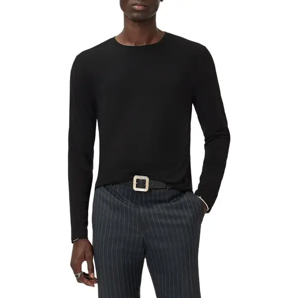 John Varvatos Clemente Lyocell & Wool Long Sleeve T-shirt - Black