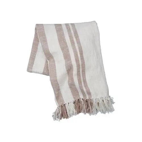 CAROL & FRANK 50" X 60" Morgan Tasseled Woven Throw - Beige