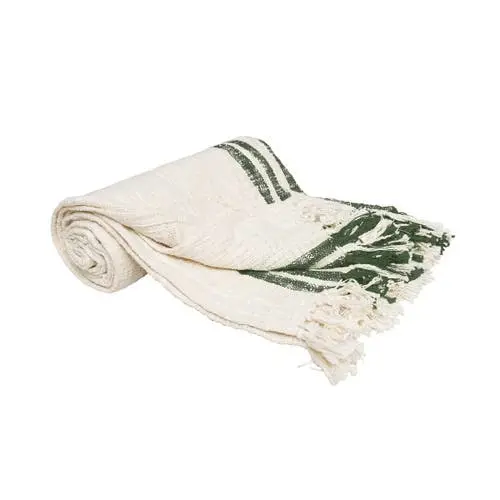 CAROL & FRANK 50" X 60" Morgan Tasseled Woven Throw - Green