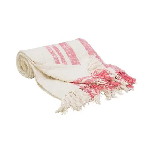 CAROL & FRANK 50" X 60" Morgan Tasseled Woven Throw - Pink