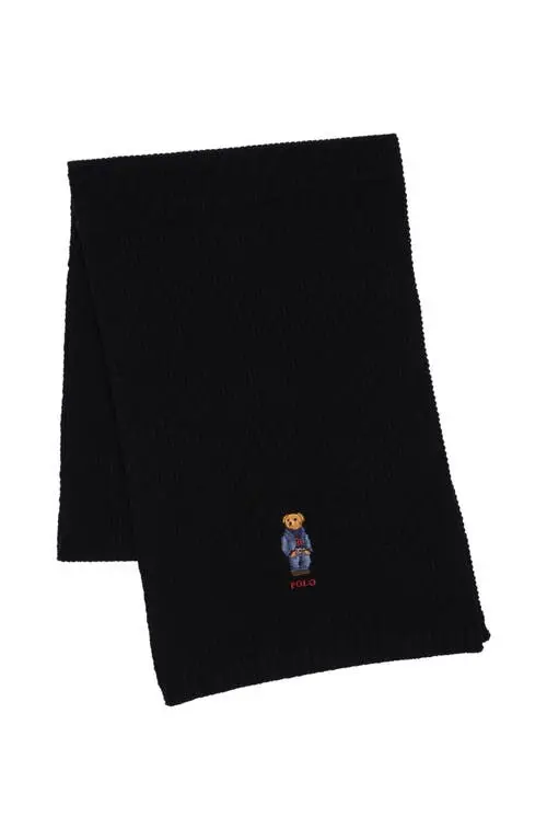 Polo Ralph Lauren Solid Denim Bear Scarf - Polo Black