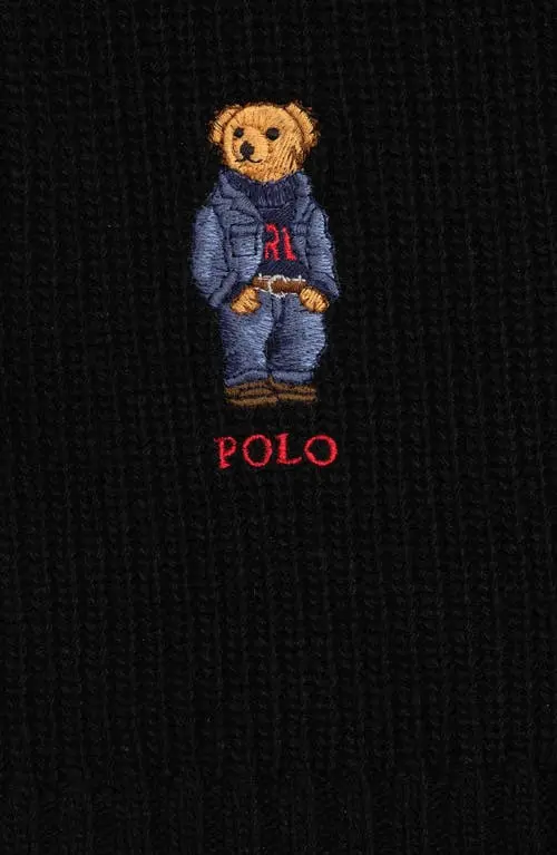 Polo Ralph Lauren Solid Denim Bear Scarf - Polo Black