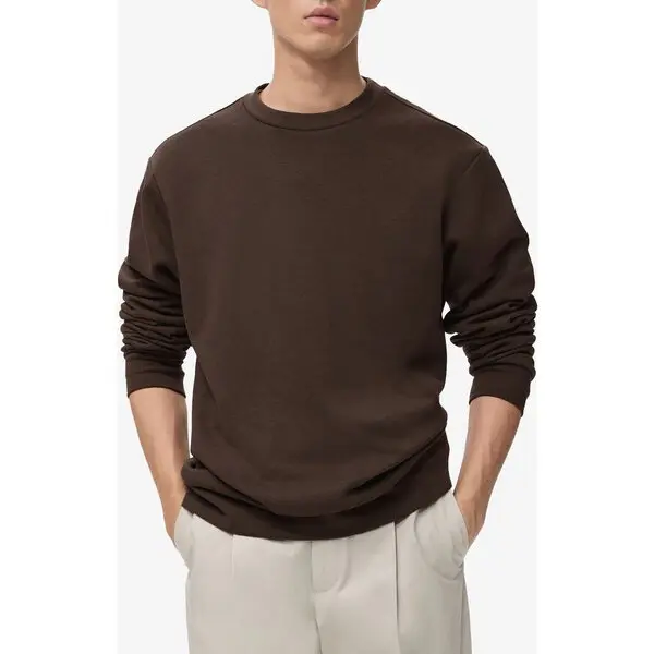 Mango Lightweight Crewneck Sweatshirt - Chocolate
