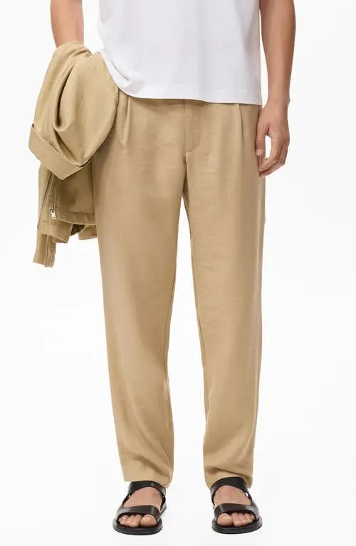 Mango Pleated Straight Fit Trousers - Beige