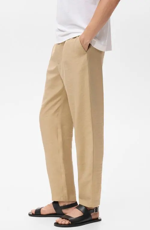 Mango Pleated Straight Fit Trousers - Beige