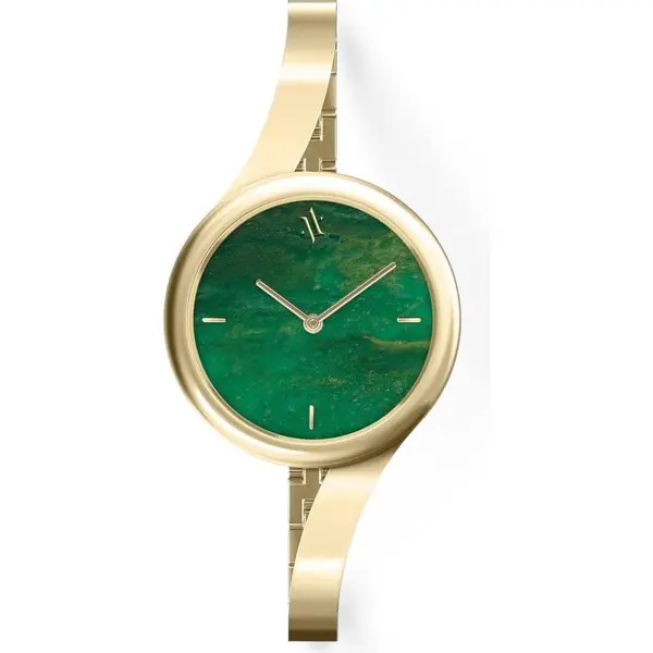 VANNA Claire Gemstone Bangle Watch - Green Jade-gold