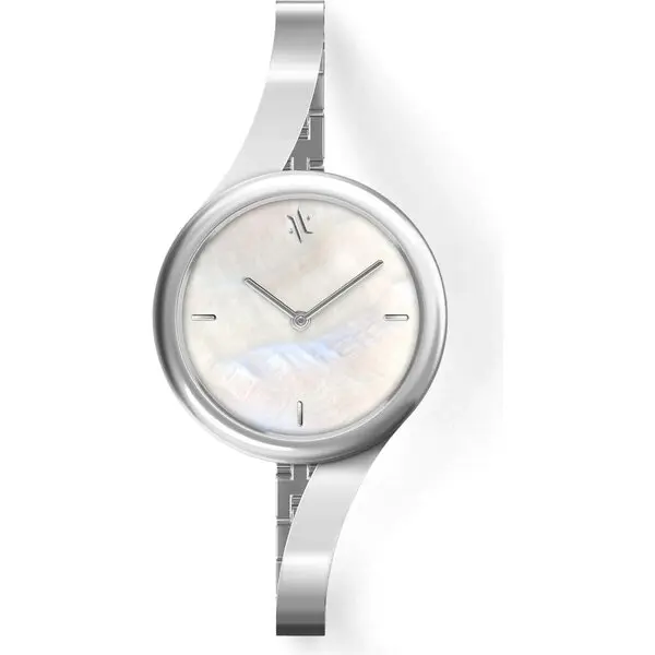 VANNA Claire Gemstone Bangle Watch - White Pearl-silver
