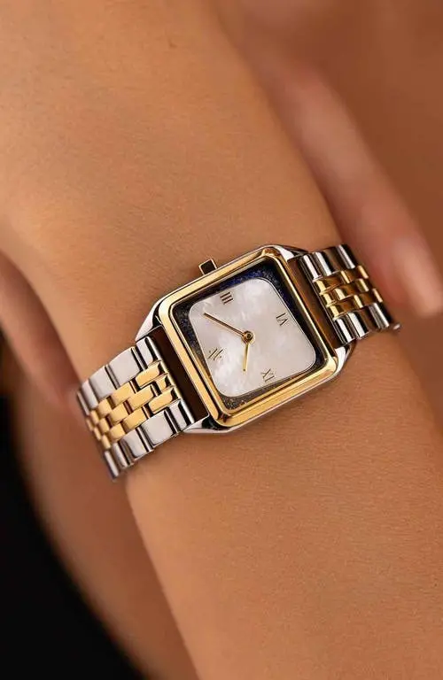 VANNA Geminus Double-gemstone Watch - White Pearl/lapis-two Tone