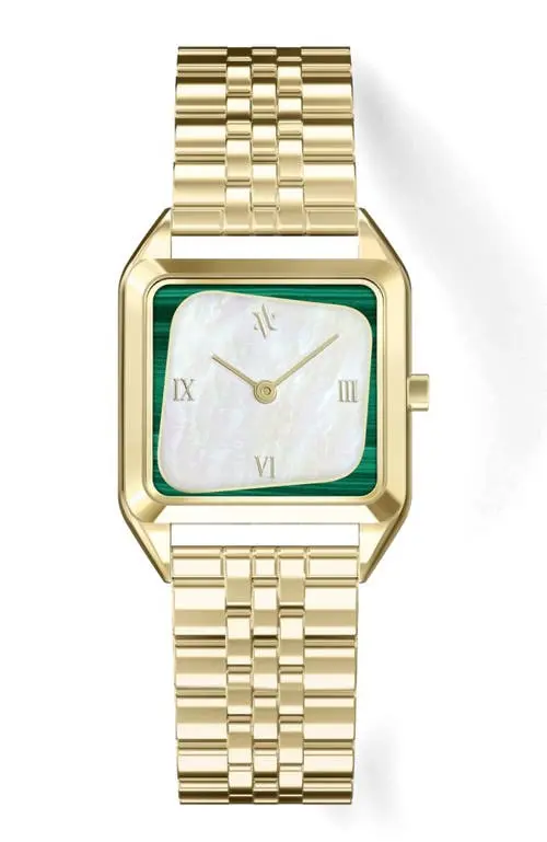 VANNA Geminus Double-gemstone Watch - White Pearl/malachite-gold
