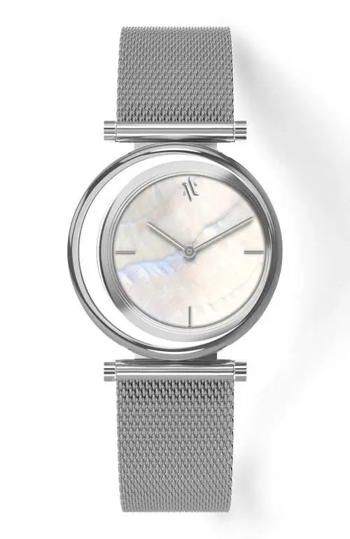 VANNA Eclipse Watch - White Pearl-silver