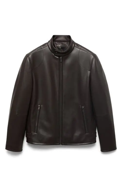 Mango Faux Leather Jacket - Chocolate