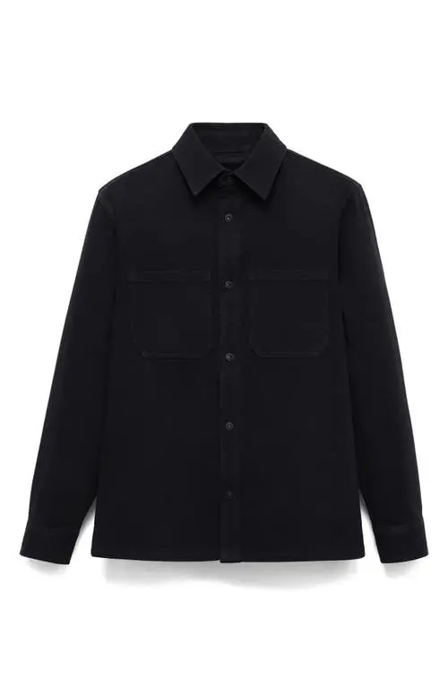 Mango Cotton Denim Overshirt - Navy