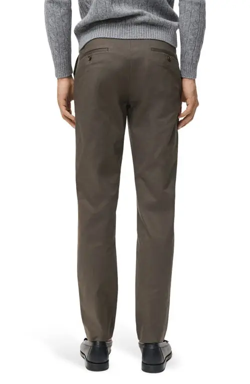 Mango Dublino Slim Fit Flat Front Stretch Stretch Chinos - Chocolate