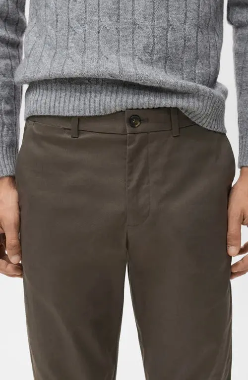 Mango Dublino Slim Fit Flat Front Stretch Stretch Chinos - Chocolate