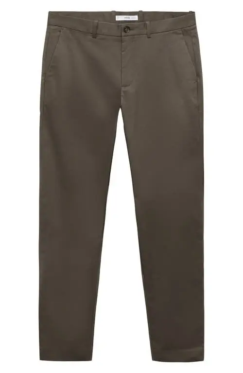 Mango Dublino Slim Fit Flat Front Stretch Stretch Chinos - Chocolate