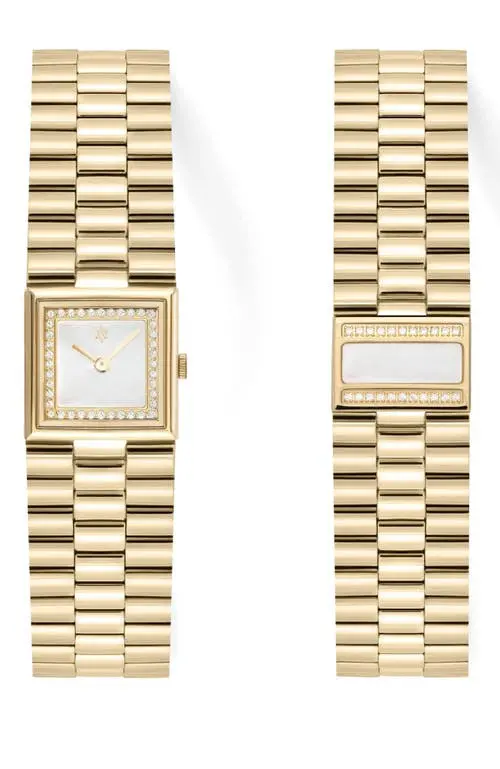 VANNA Catena Double-gemstone Bracelet Watch - White Pearl-gold