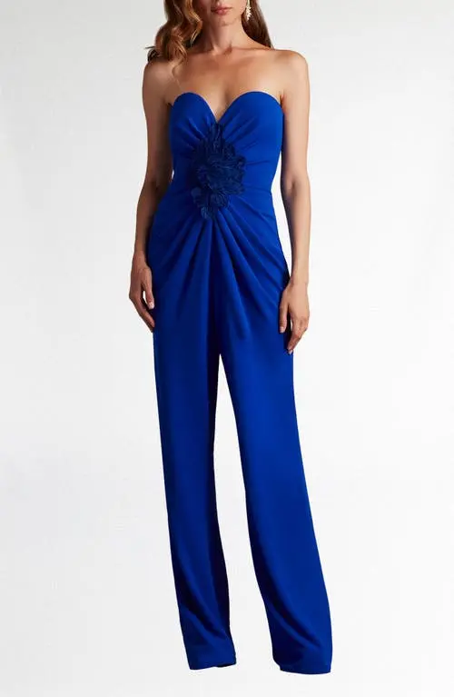 Tadashi Shoji Embroidered Strapless Jumpsuit - Blue Bell