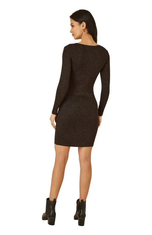 YUMI Metallic Fitted Knit Mini Dress