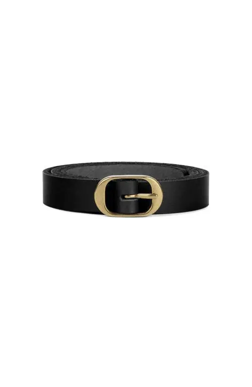 EZRA ARTHUR Oval Buckle Leather Belt 18mm - Black And Brass