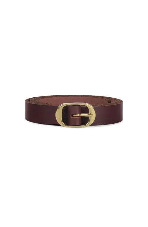EZRA ARTHUR Oval Buckle Leather Belt 18mm - Brown And Brass
