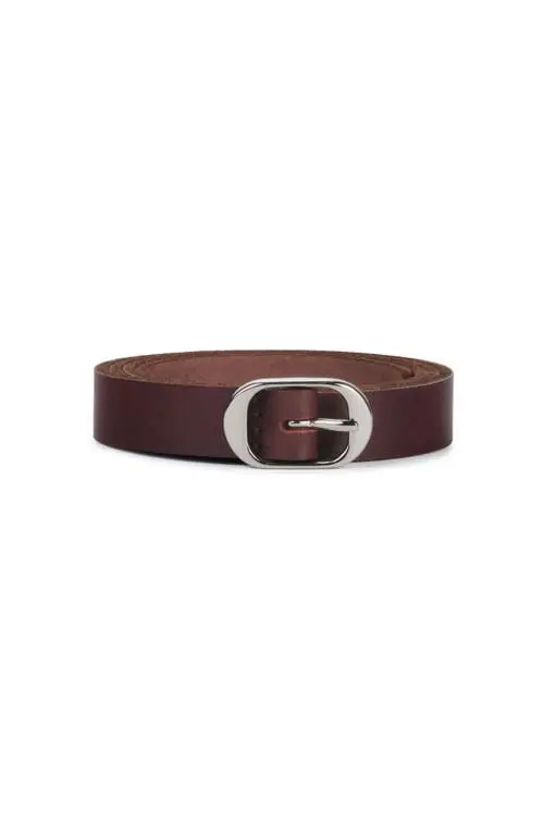 EZRA ARTHUR Oval Buckle Leather Belt 18mm - Brown And Polished Nickel