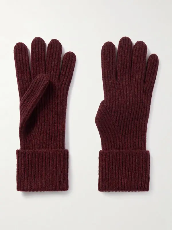 Arch4 Juliann Ribbed Cashmere Gloves - Burgundy