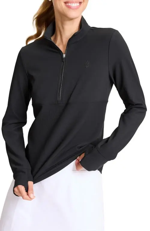 Tommy Bahama Abby Rib Half Zip Top - Black