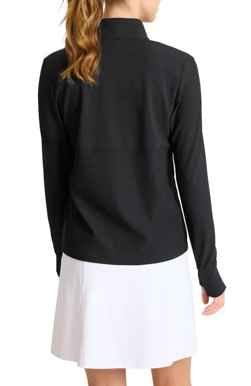 Tommy Bahama Abby Rib Half Zip Top - Black