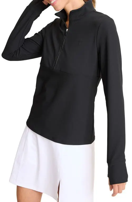 Tommy Bahama Abby Rib Half Zip Top - Black