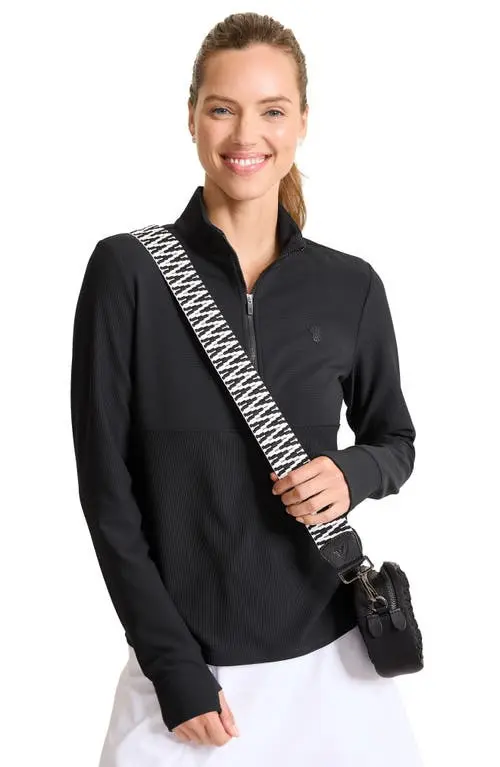 Tommy Bahama Abby Rib Half Zip Top - Black
