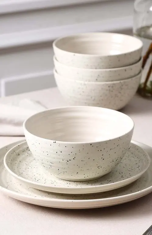 STONE + LAIN Dua Stoneware 12-piece Dinnerware Set