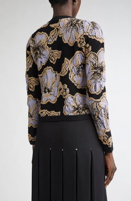 St. John Floral Jacquard Cardigan