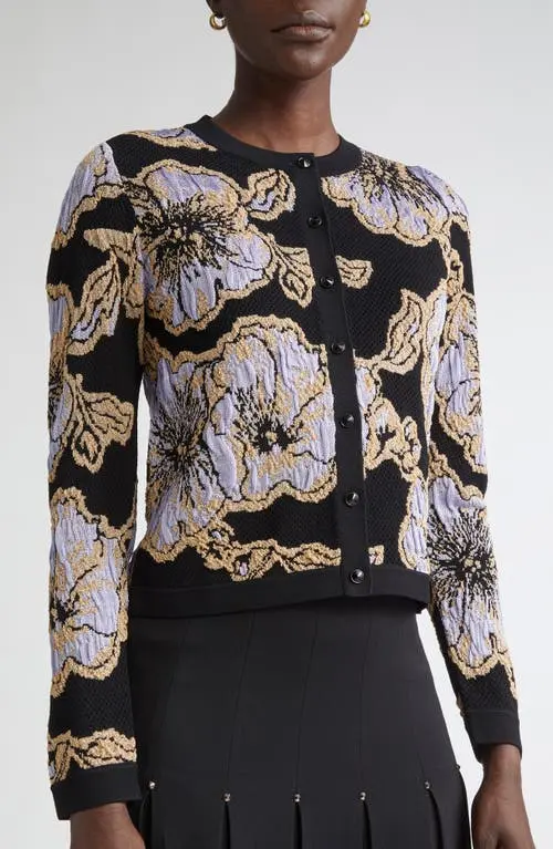 St. John Floral Jacquard Cardigan