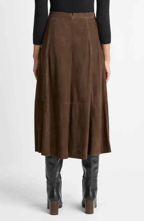 Vince Flared Suede Skirt - Deep Espresso