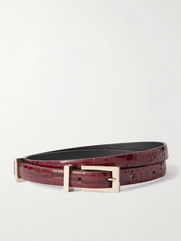 TOM FORD Croc-effect Patent-leather Belt - Red