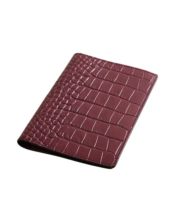 Smythson Mara Croc-effect Leather Passport Holder - Burgundy