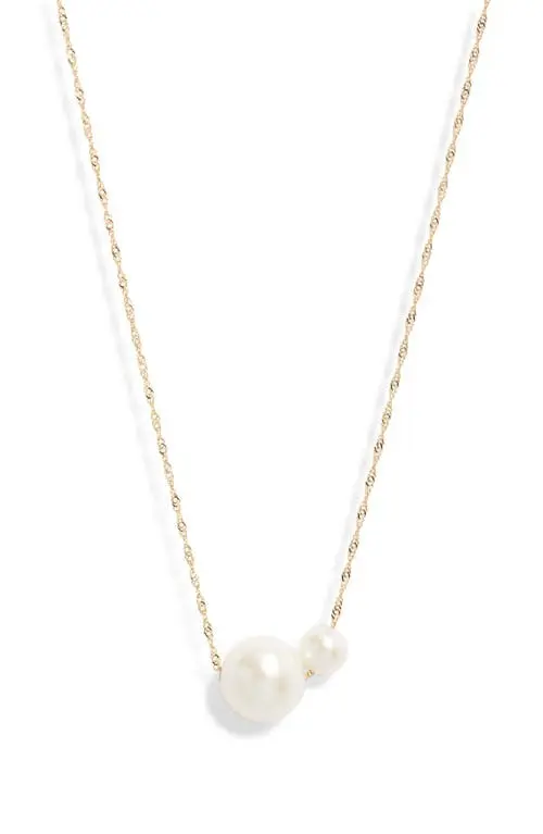 Nordstrom Freshwater Pearl Chain Necklace - White- 14k Yellow Gold