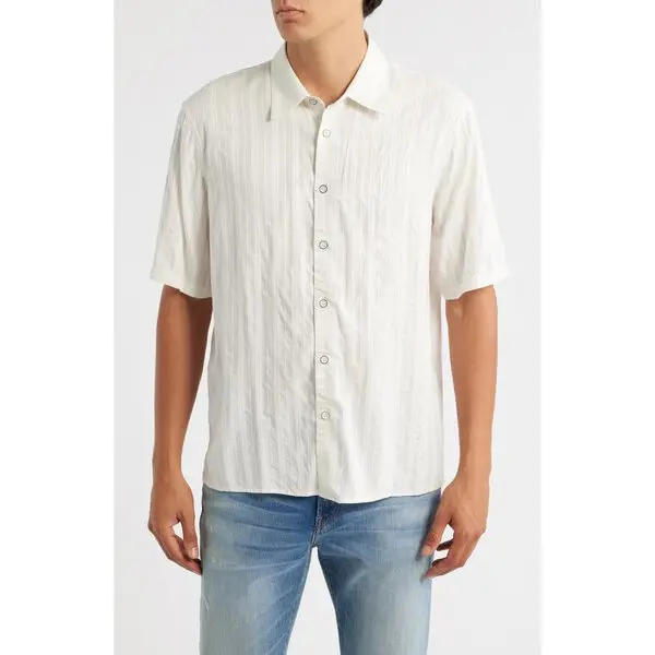 Rag & Bone Dalton Plaid Short Sleeve Button-up Shirt - Chalk