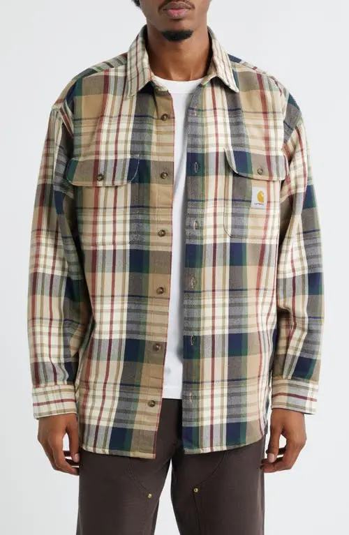 Carhartt Work In Progress Tamblyn Plaid Cotton Flannel Button-up Shirt - Tamblyn Check Leather