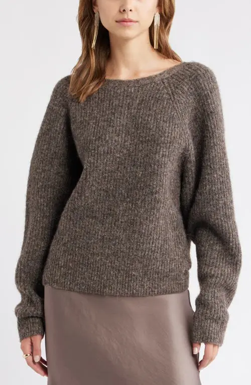 OPEN EDIT Twist Reversible Sweater - Brown Seal Heather