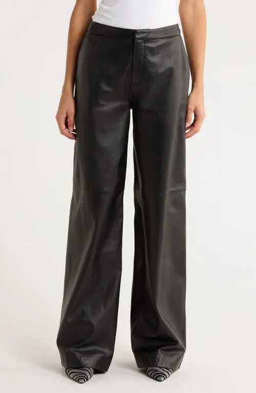 L'Agence Livvy Lambskin Leather Trousers - Black