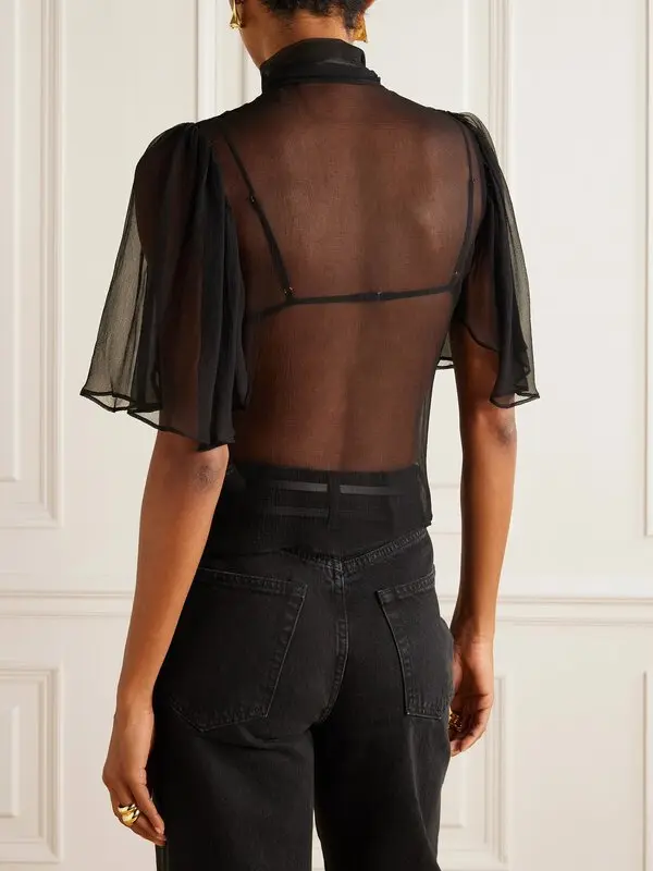 FRAME Flutter Silk-chiffon Blouse