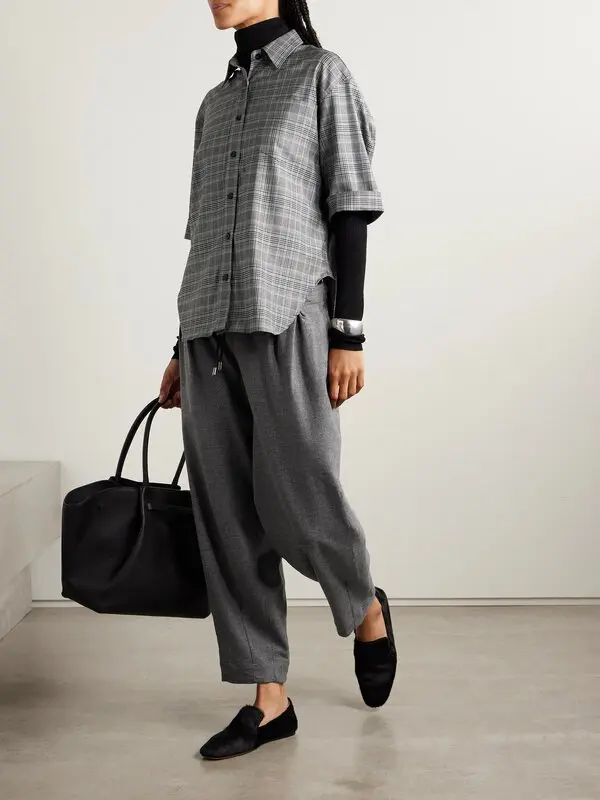 Maria Mcmanus Oversized Checked Wool-blend Shirt
