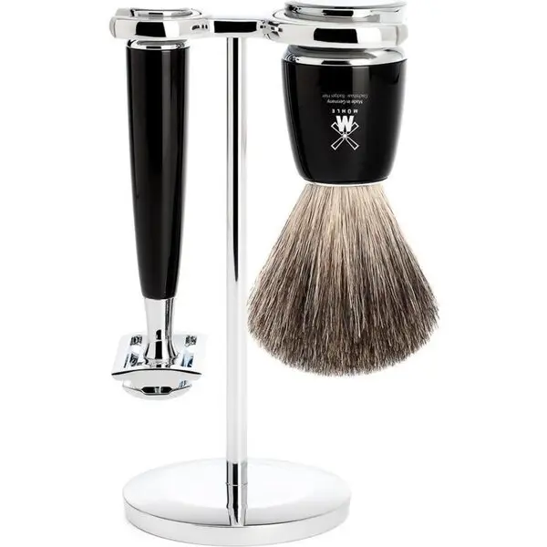 MUHLE Rytmo 3-piece Pure Badger And Safety Razor Shaving Set - Black