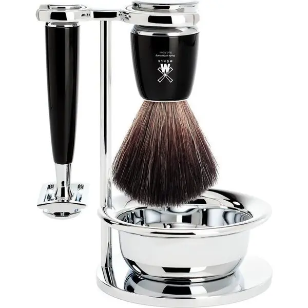 MUHLE Rytmo 4-piece Fiber & Safety Razor Shaving Set - Black